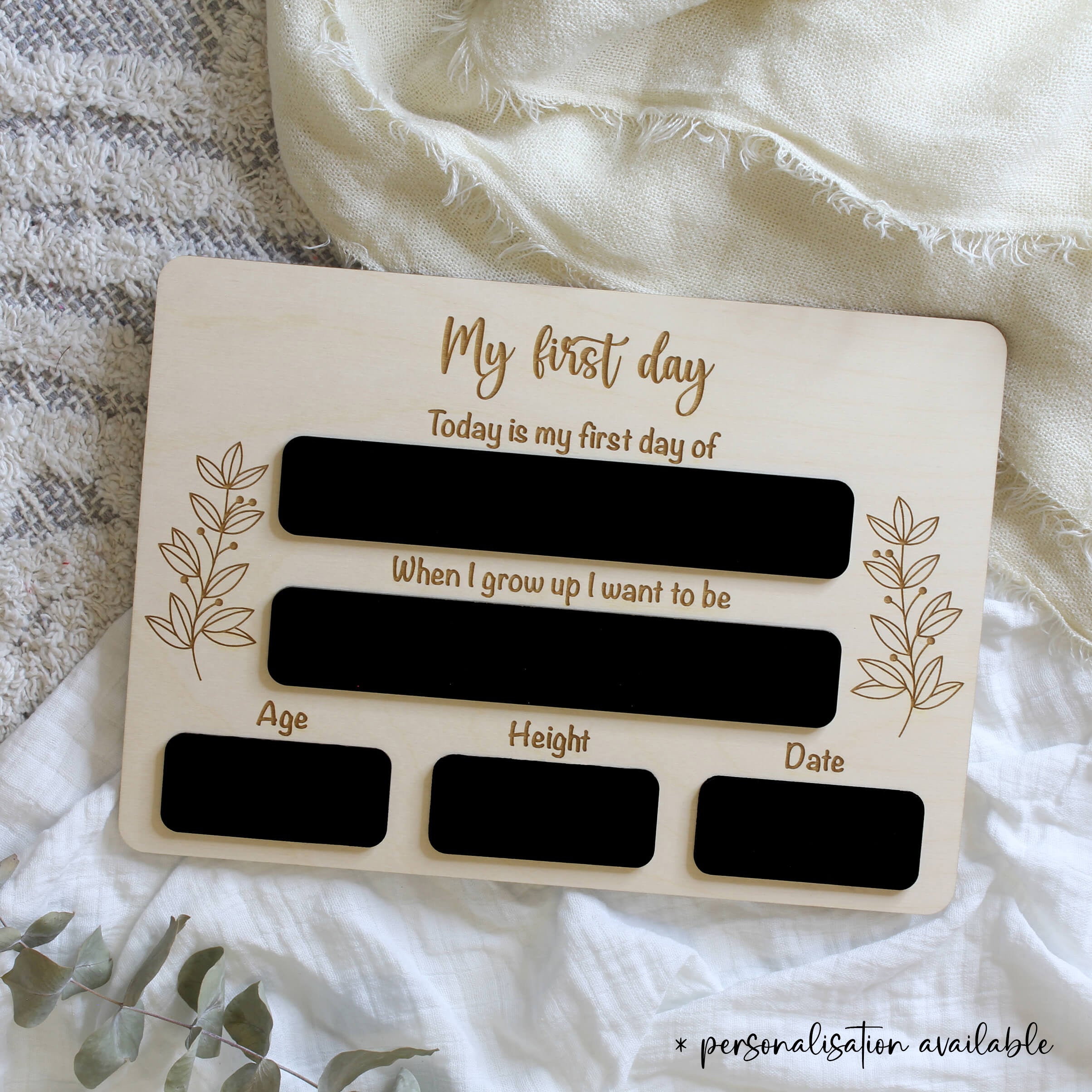 First Day Sign - Last Day Sign - Black or White – Meridian Etch