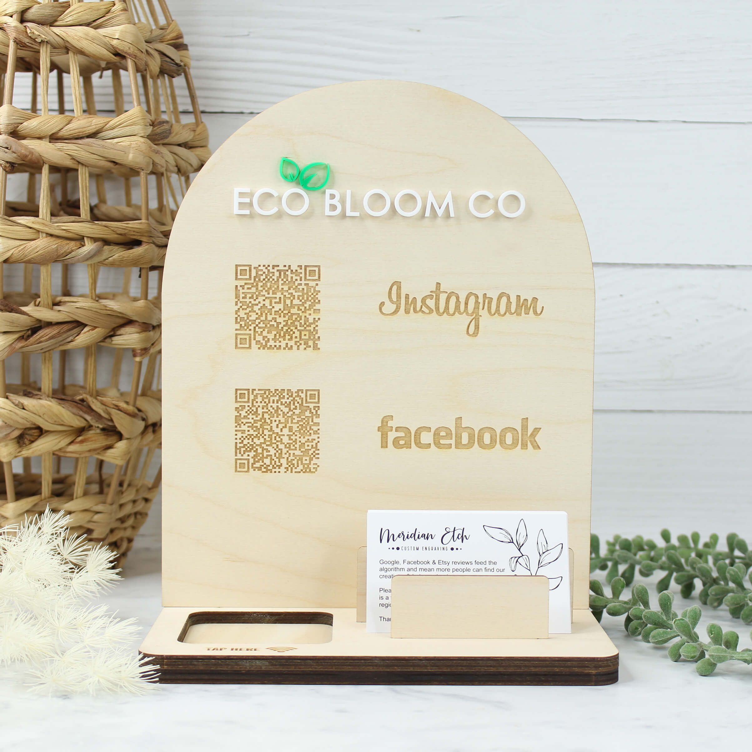 Wooden Square Reader Dock With QR Code – Meridian Etch