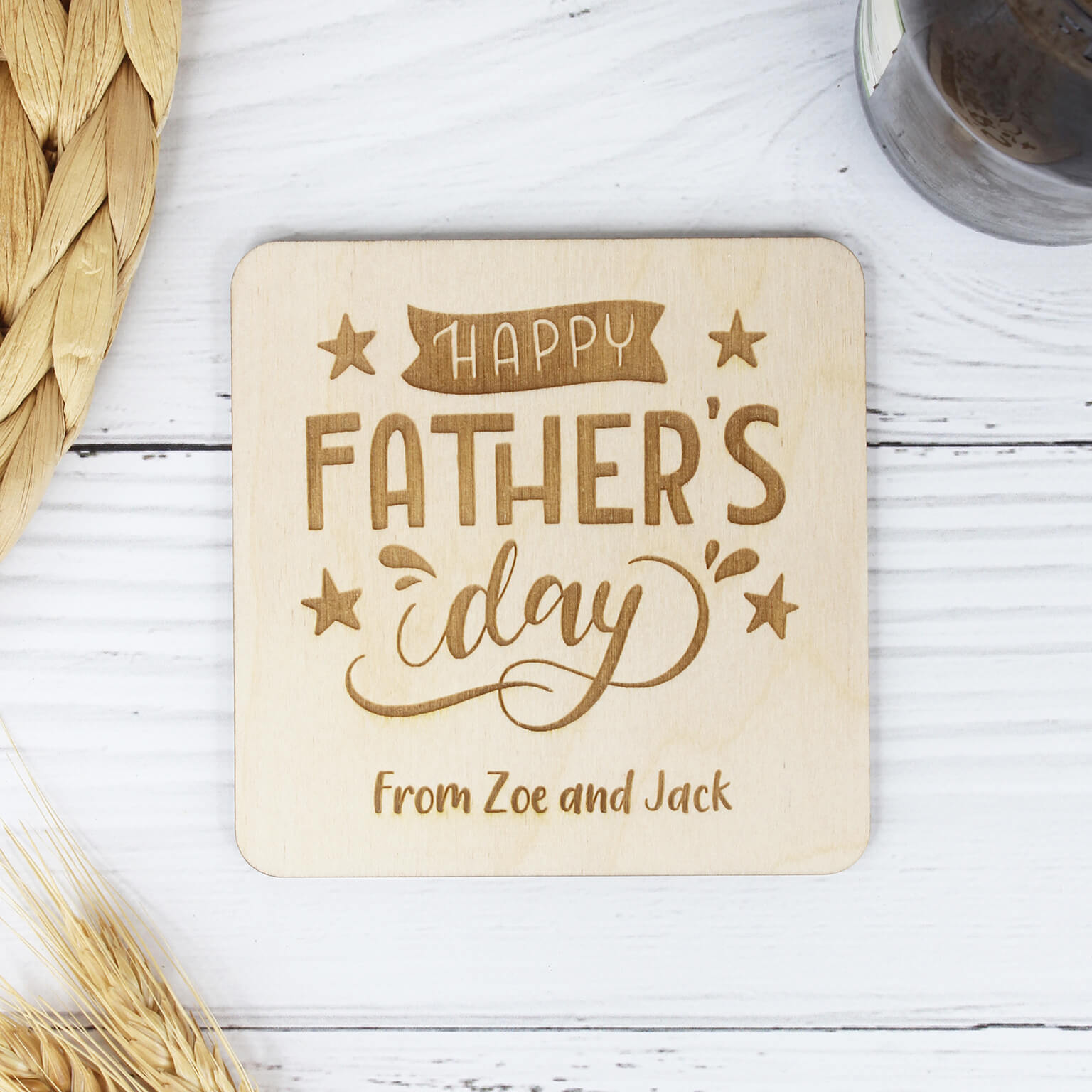 Personalised Wooden Coasters | Fathers Day Coasters – Meridian Etch