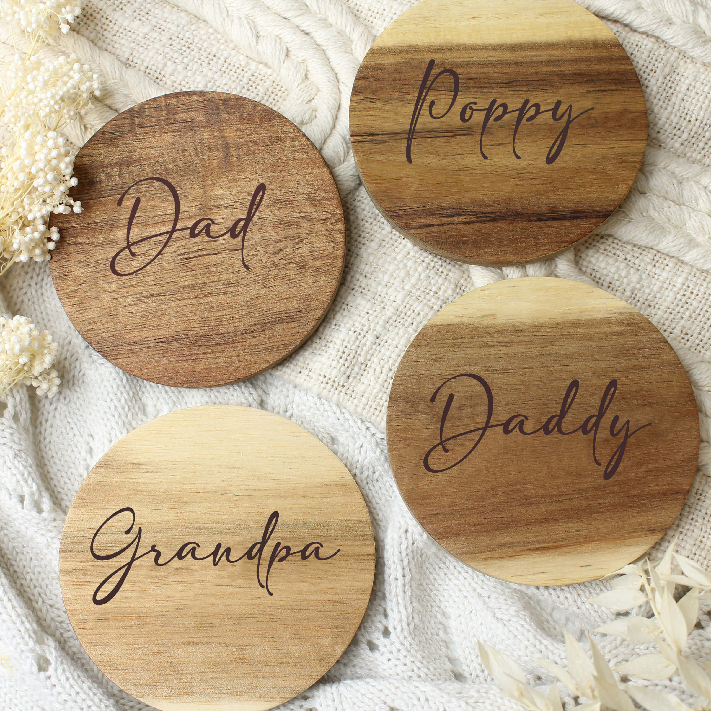 Wooden Coasters | Personalised Coasters – Meridian Etch