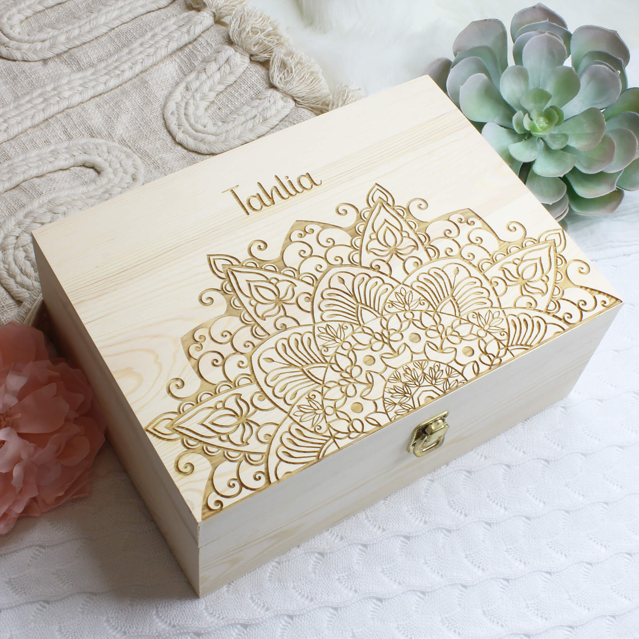 Personalised Wooden Keepsake Box – Meridian Etch
