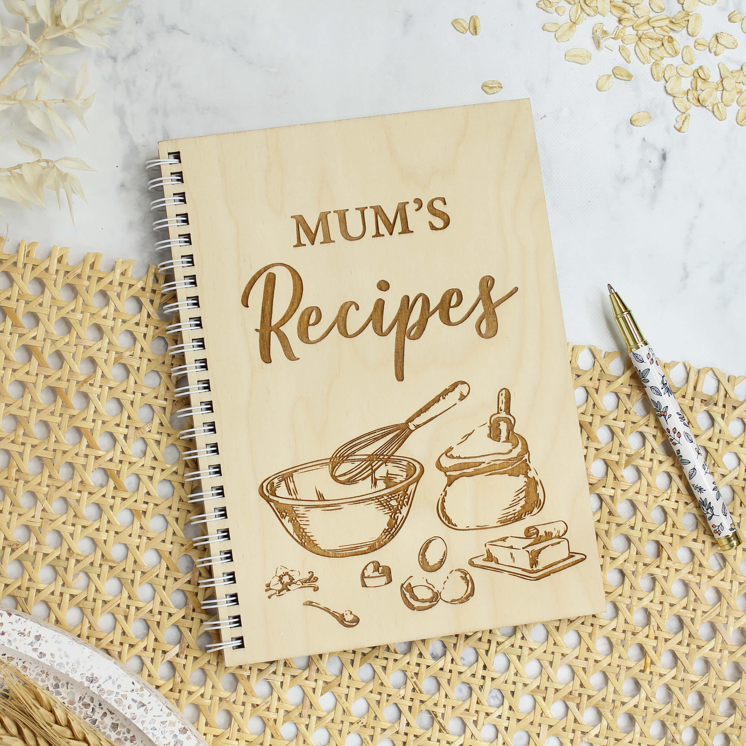 Personalised Wooden Baking Recipe Book - Meridian Etch