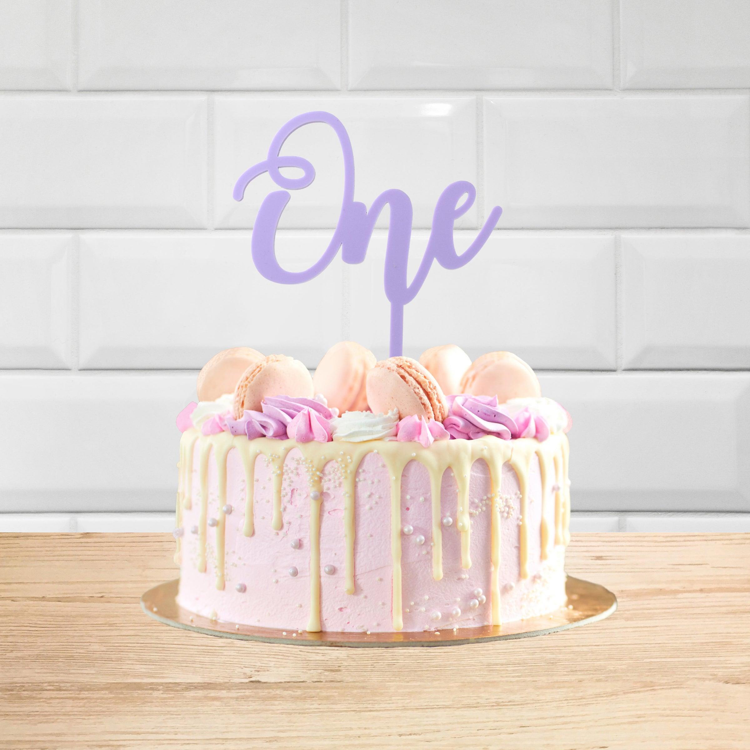 'One' 1st Birthday Cake Topper - Acrylic or Wood - Meridian Etch