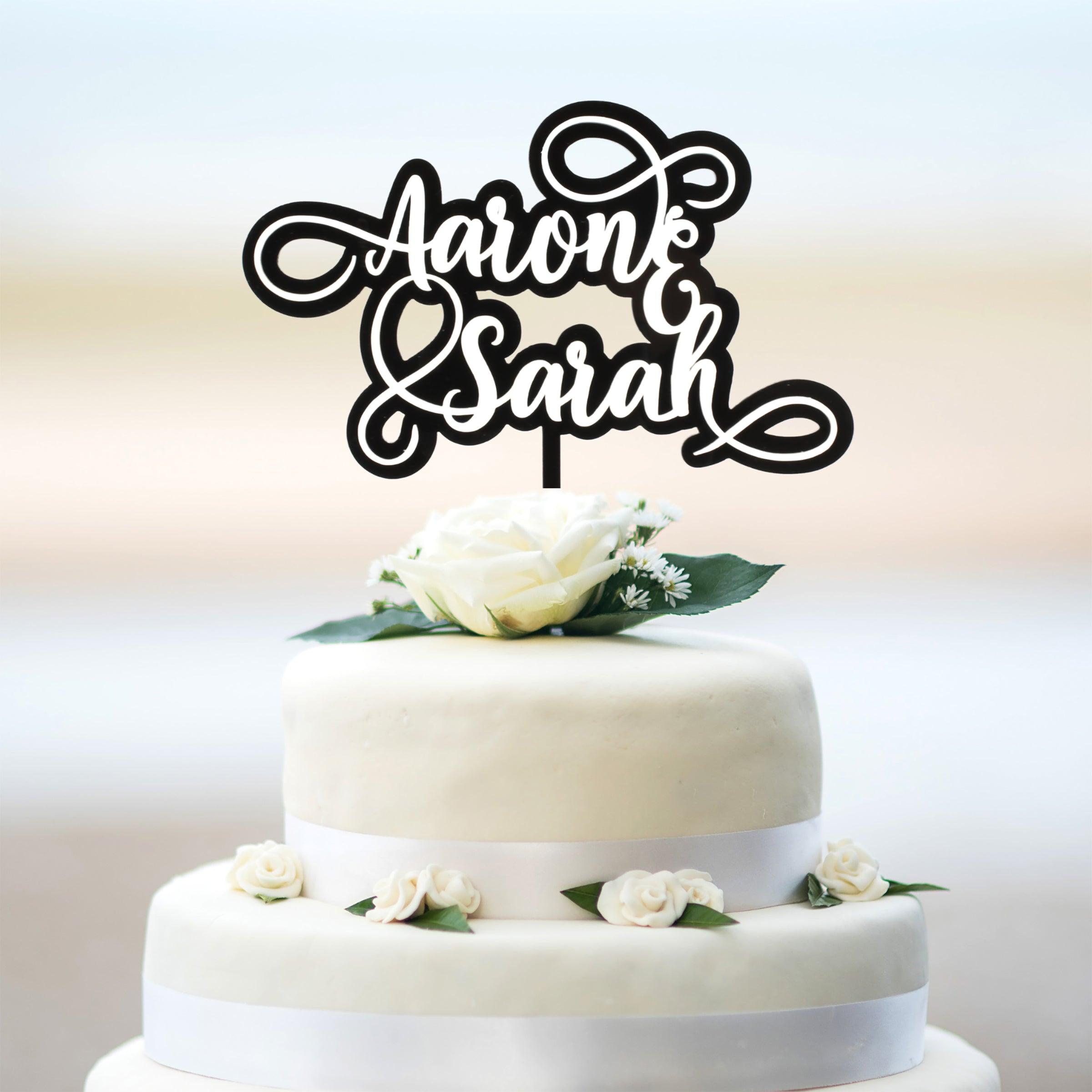 Personalised Double Layer Wedding Cake Topper - Meridian Etch