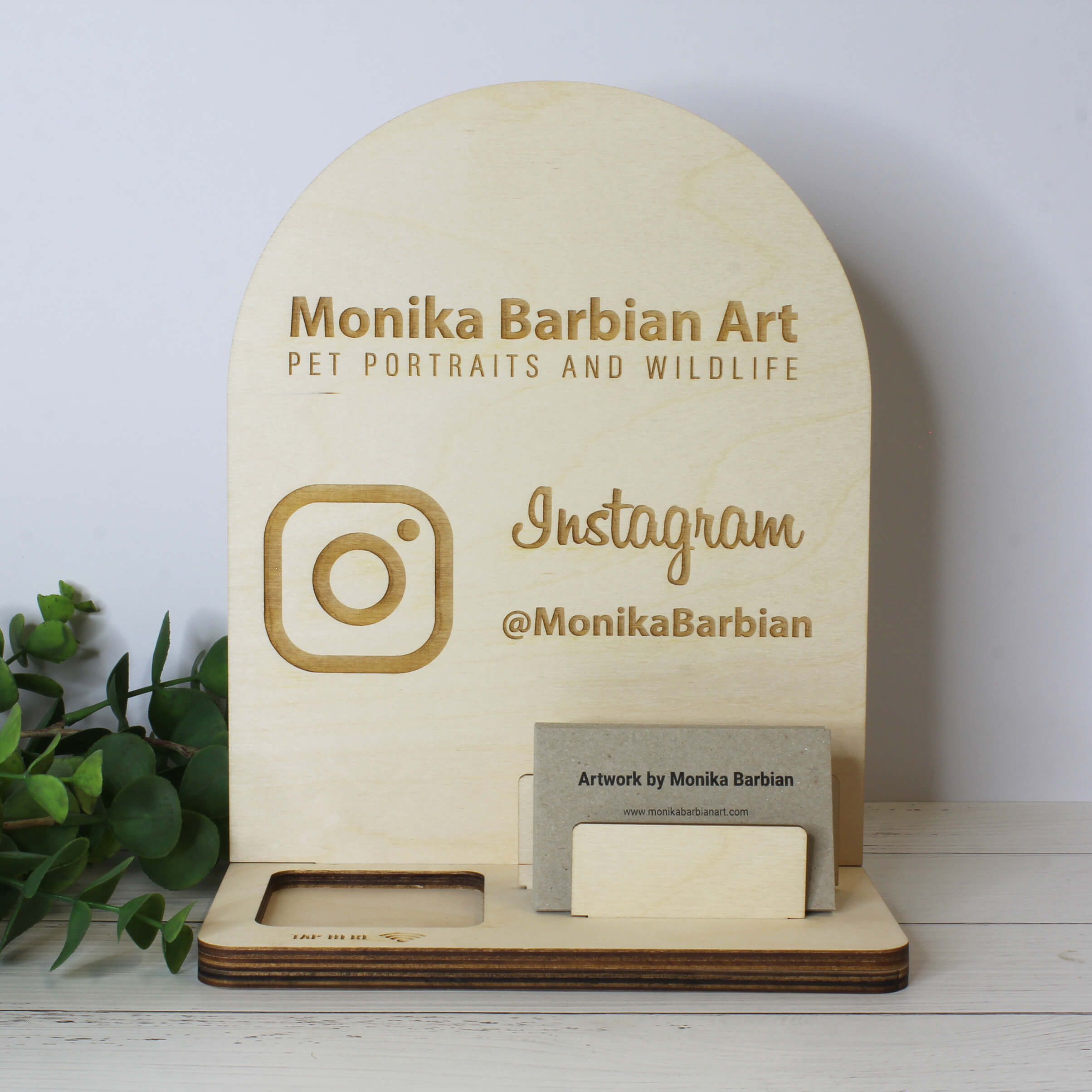 Wooden Square Reader Dock With Business Card Holder – Meridian Etch