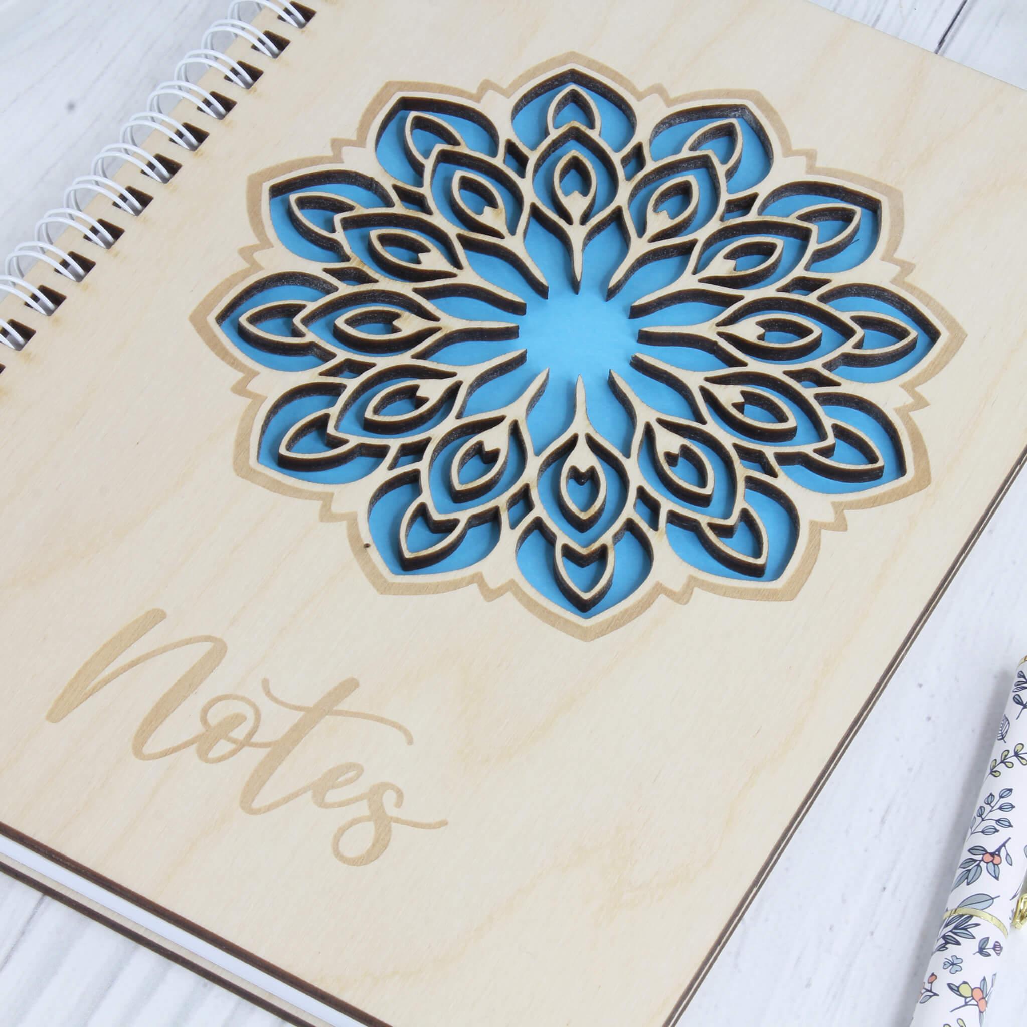 Personalised Wooden Notebook - Mandala – Meridian Etch