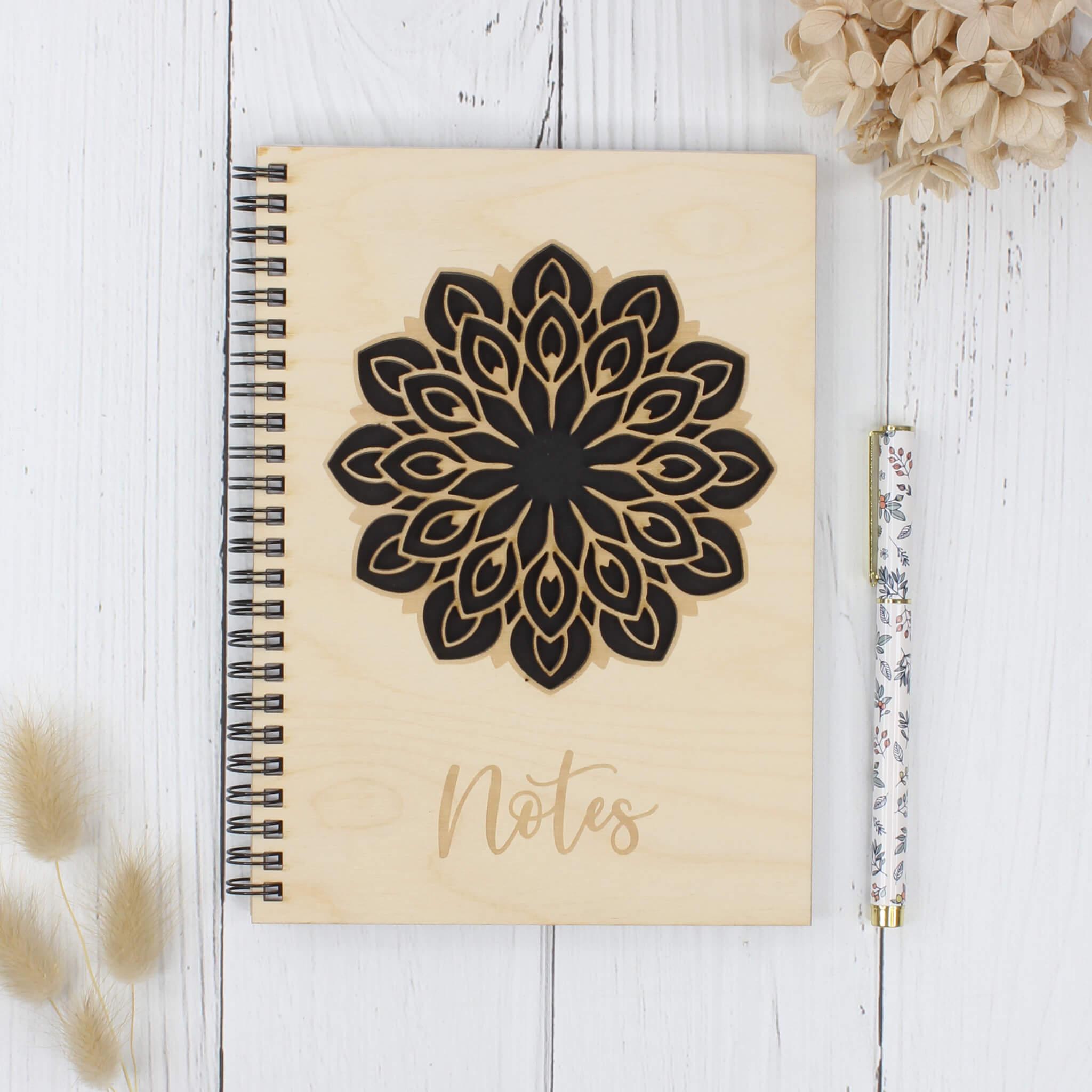 Personalised Wooden Notebook - Mandala – Meridian Etch