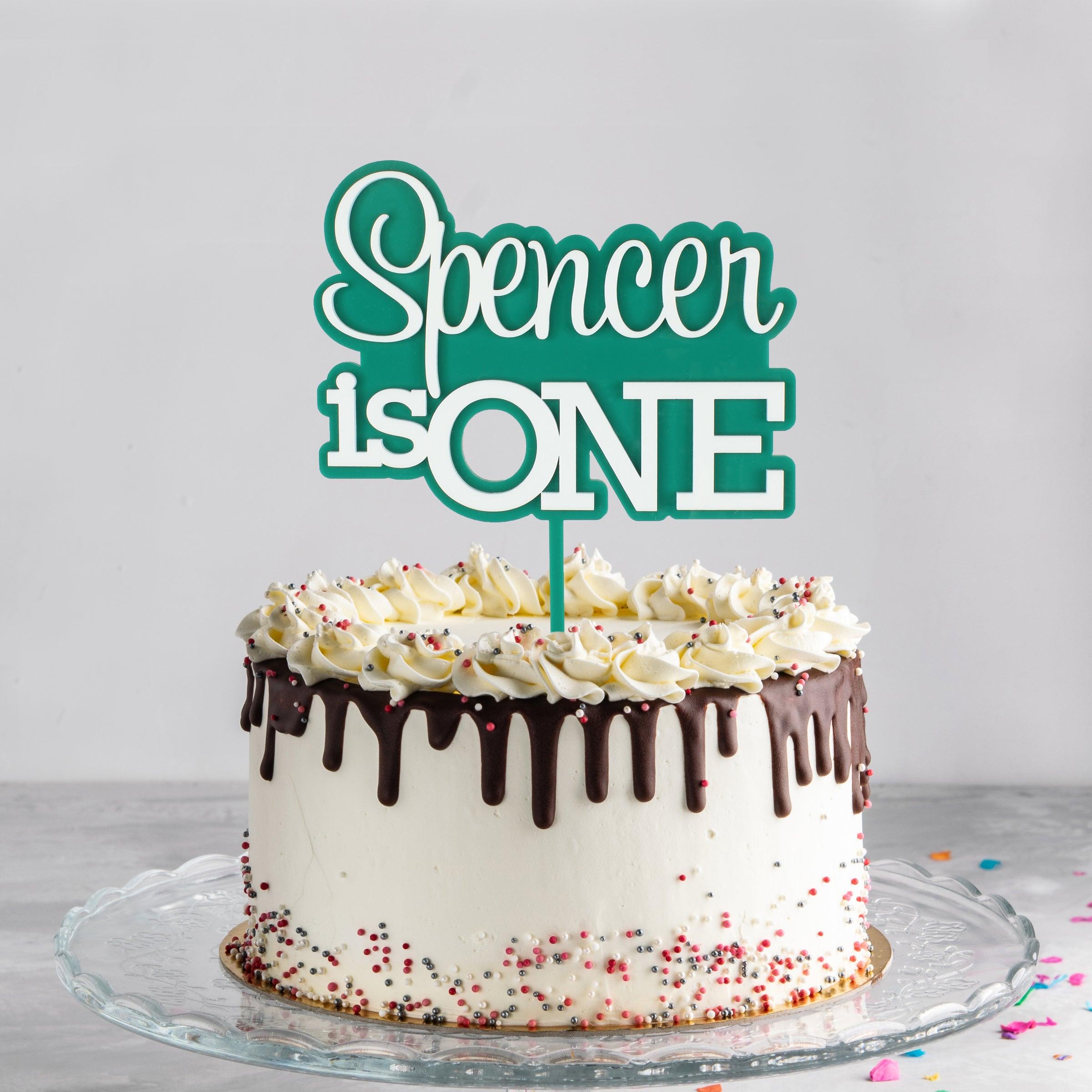 Personalised 1st Birthday Topper - Acrylic Double Layer - Meridian Etch