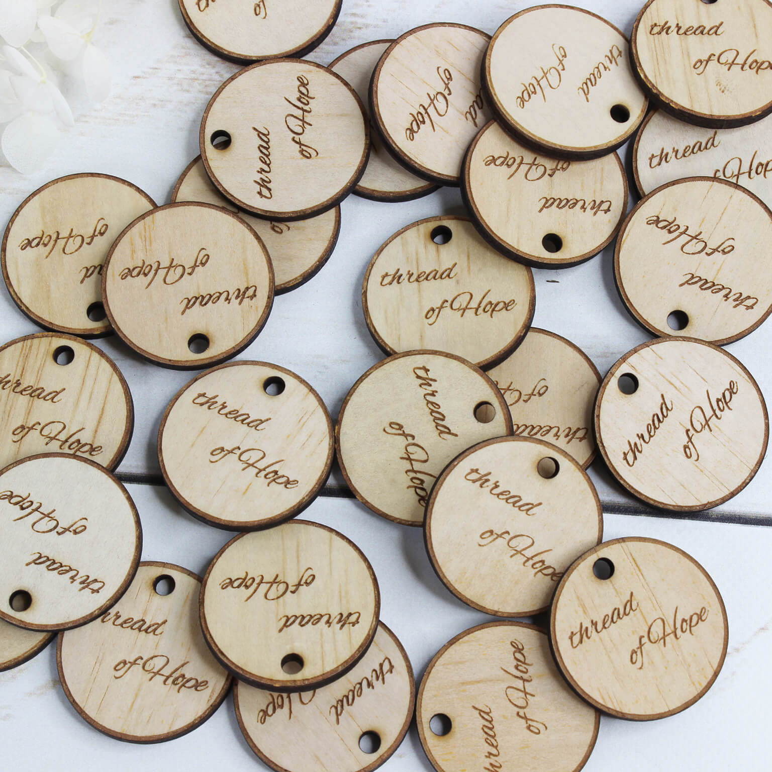 Round Laser Cut Wooden Tags for Weddings & Products – Meridian Etch